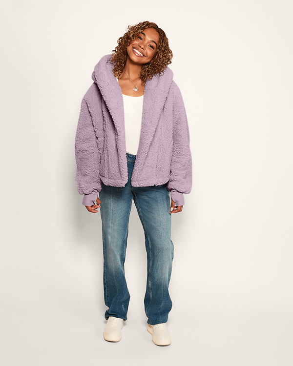 Classic Cropped Lounger in Lilac | Soft Sherpa Hoodies & Lounger ...